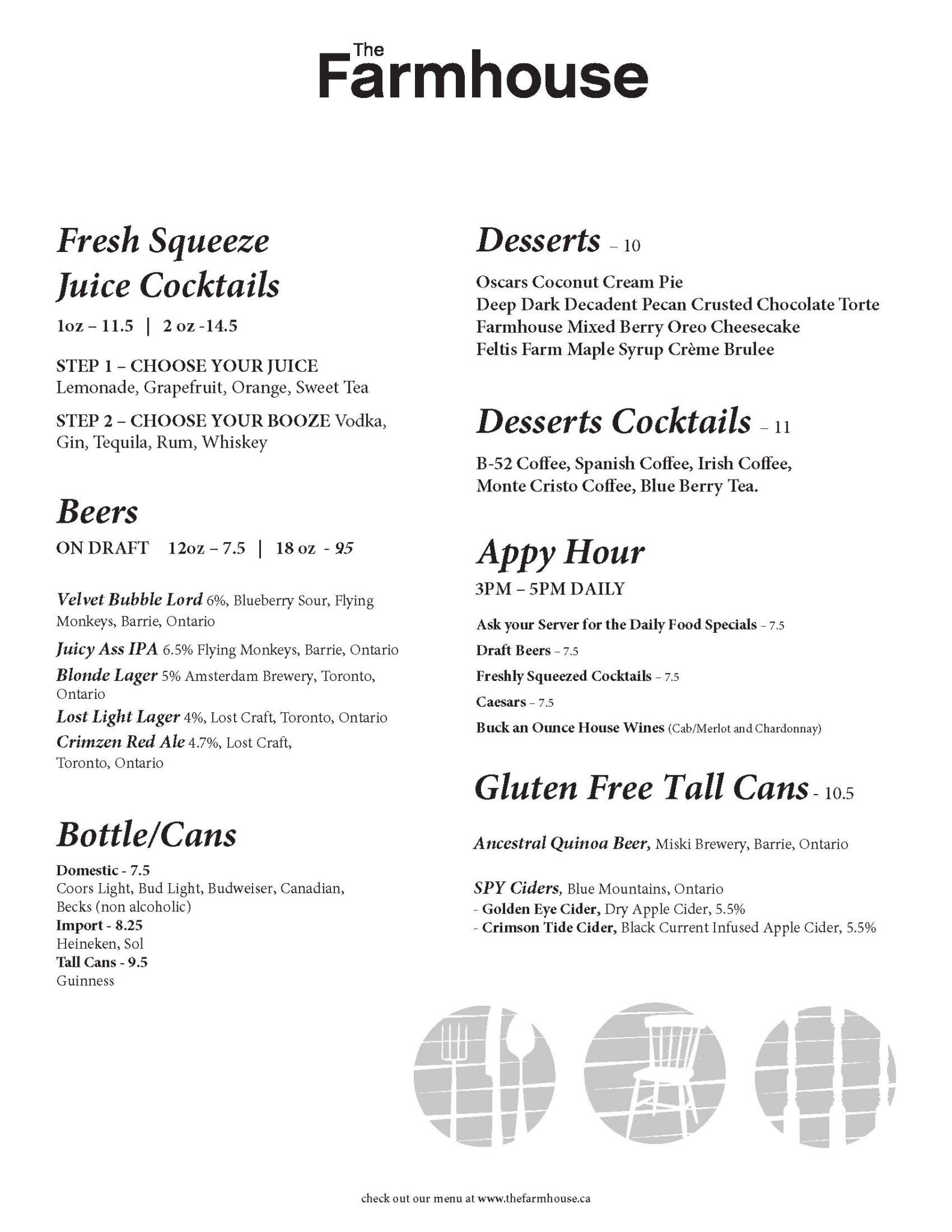 Menu | The Farmhouse Restaurant