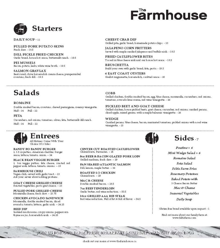 Menu | The Farmhouse Restaurant