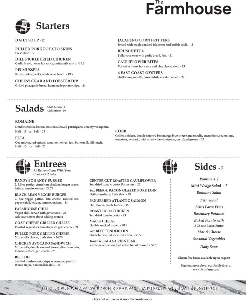 Menu | The Farmhouse Restaurant