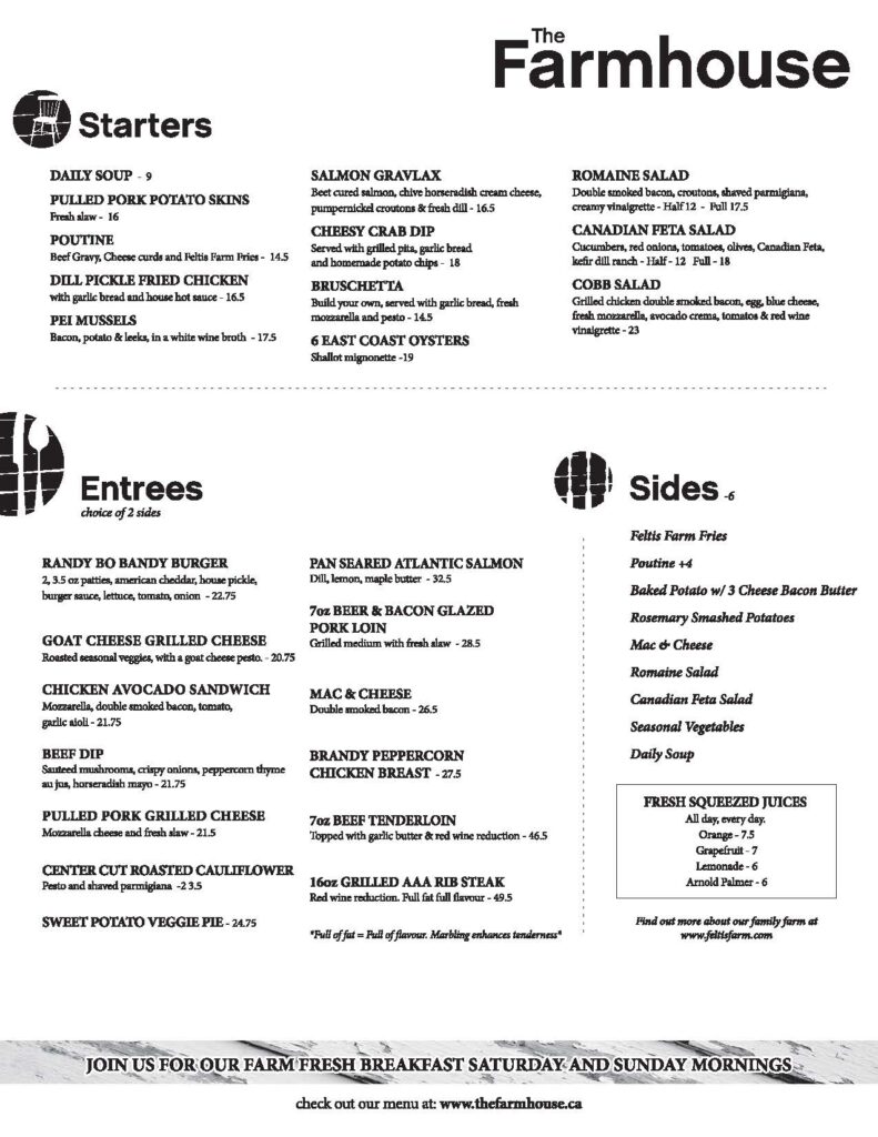 Menu | The Farmhouse Restaurant